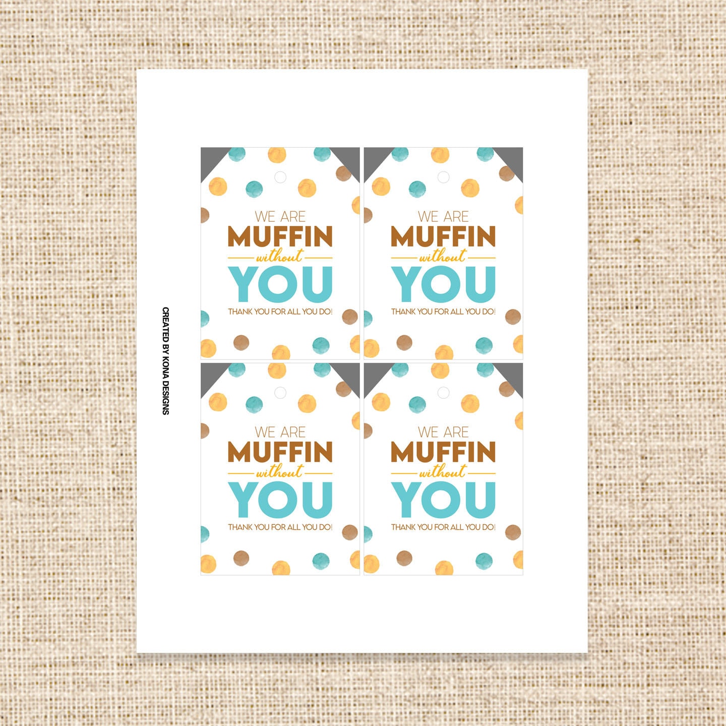 Muffin Printable Gift Tag | We Are Muffin Without You | Cute Muffin ...