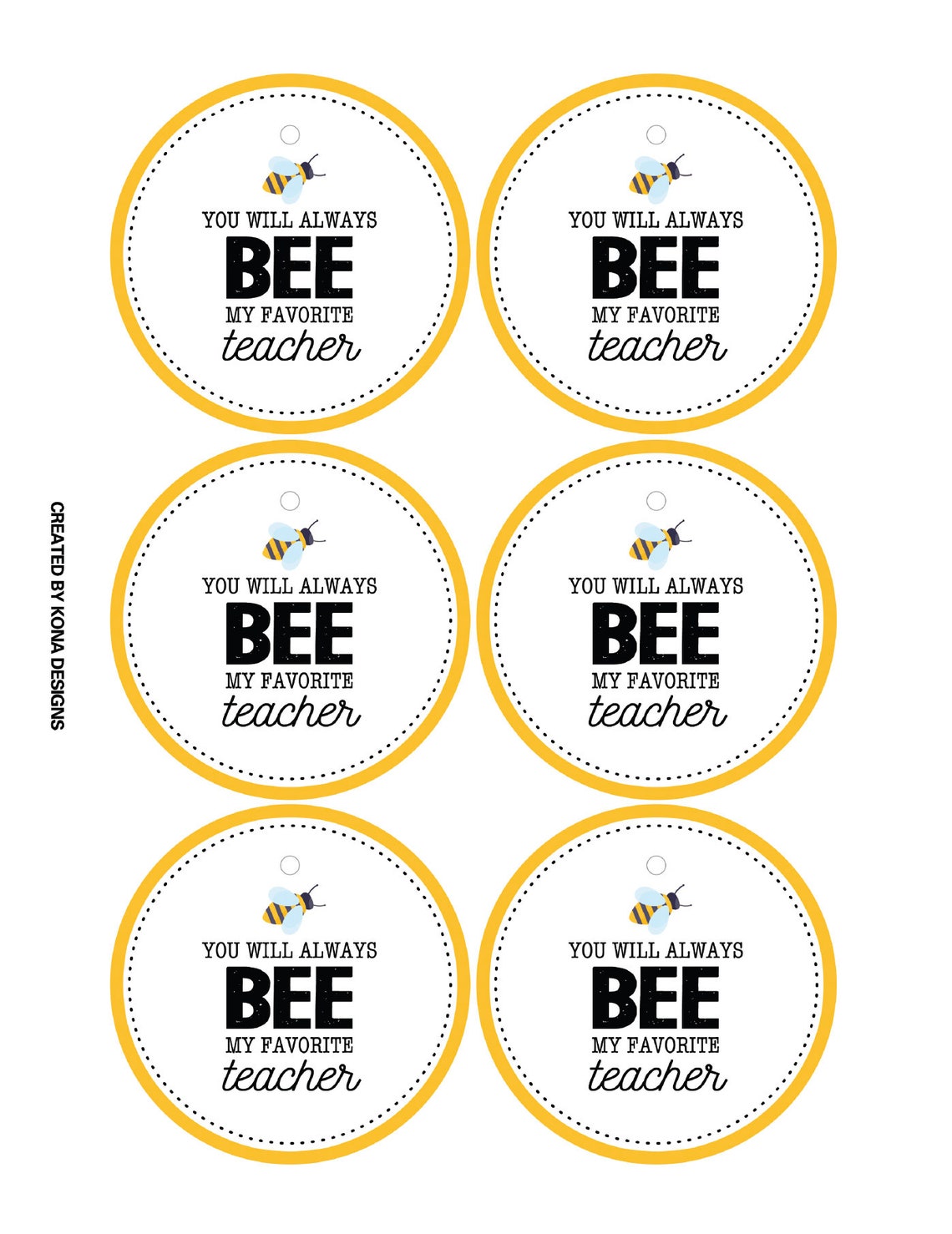 Bee Gift Tag for Teacher | Printable You Will Always Bee My Favorite ...