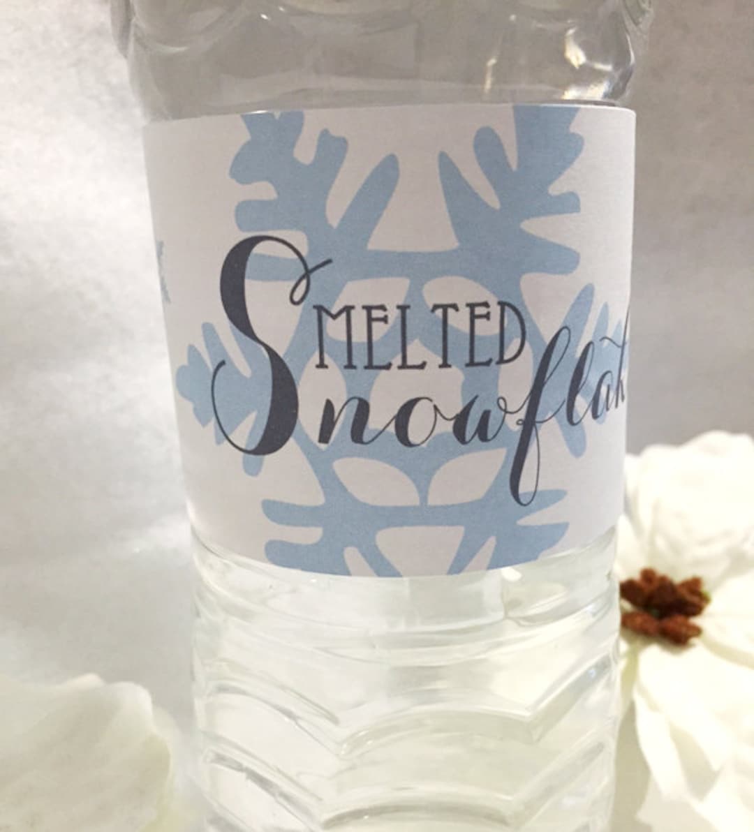 Printable Melted Snowflake Label - Snowflake Water Bottle Label ...