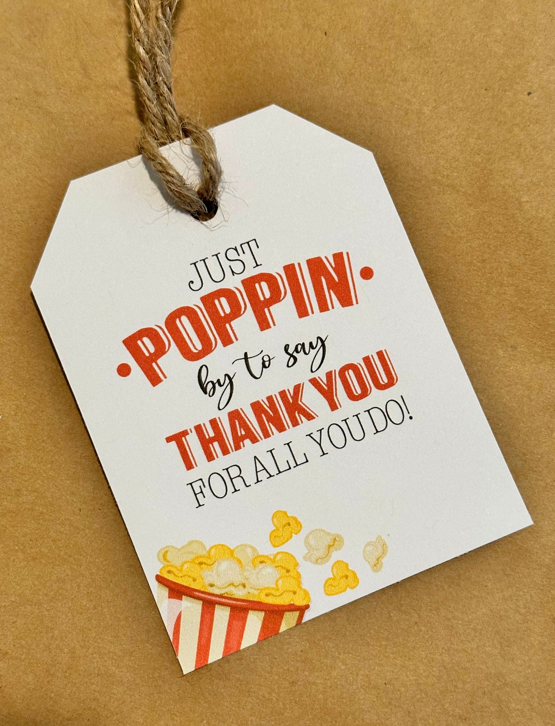 Printable Popcorn Tag | Popcorn Thank You Gift Tags | Poppin by to Say ...