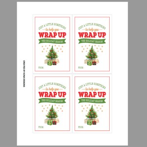 Christmas Wrapping Paper Gift Tag - Wrap up the Holidays Gift Tag - 3x4 ...
