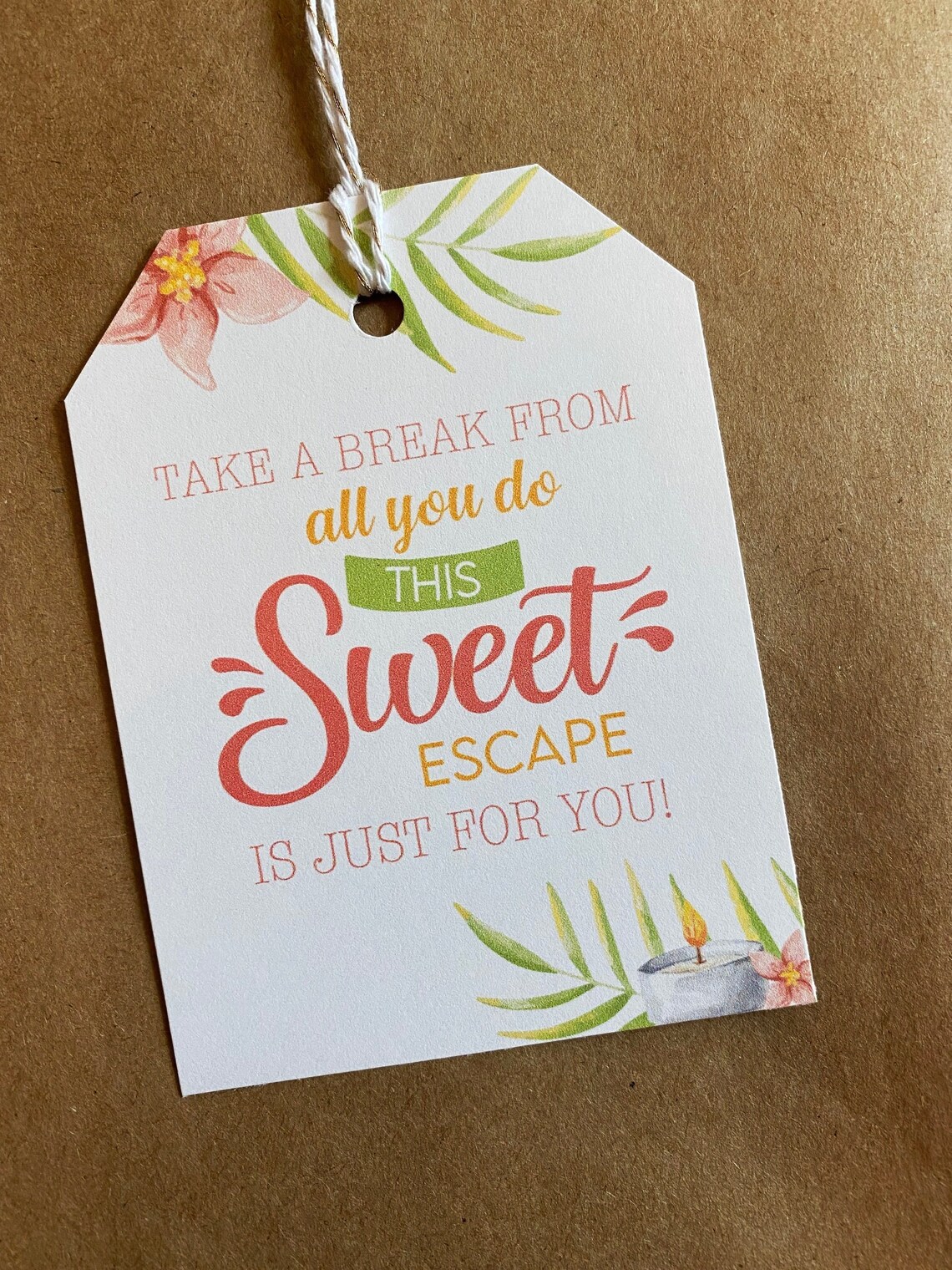 Sweet Escape Tag Spa Gift Tag Spa Theme Gift Tag - Etsy