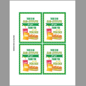Sandwich Gift Tag | 3x4 Sub Gift Tag | There is No Substitute for You ...