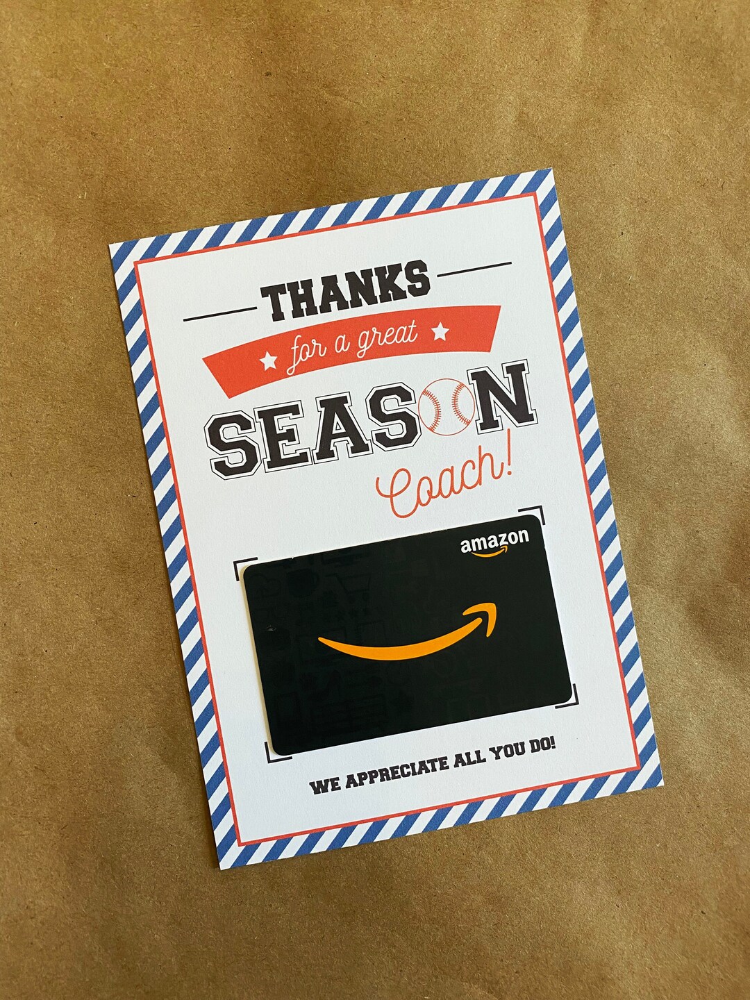 Baseball Coach Gift Card | 5x7 Printable Gift Card for Coach | Thank ...