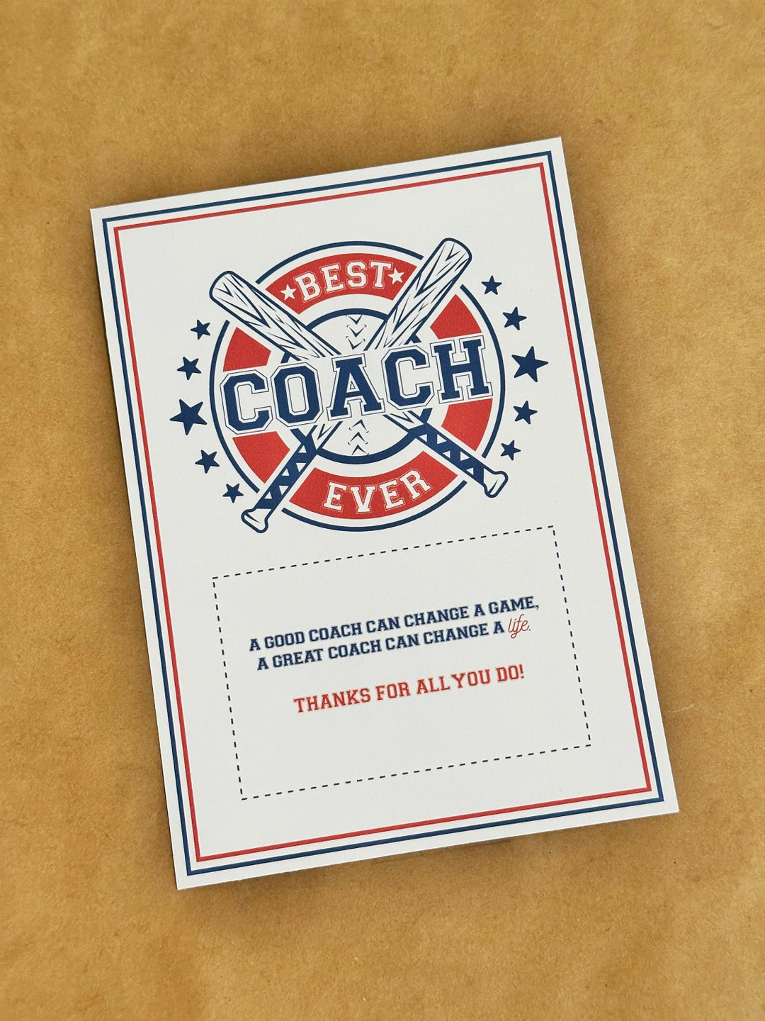 Best Coach Ever Gift Card 5x7 Printable Gift Card for Coach Baseball ...