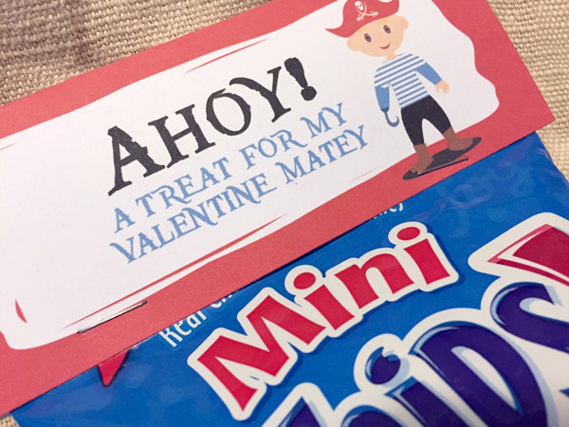 Printable Valentine Pirate Tag Ahoy A Treat for My | Etsy