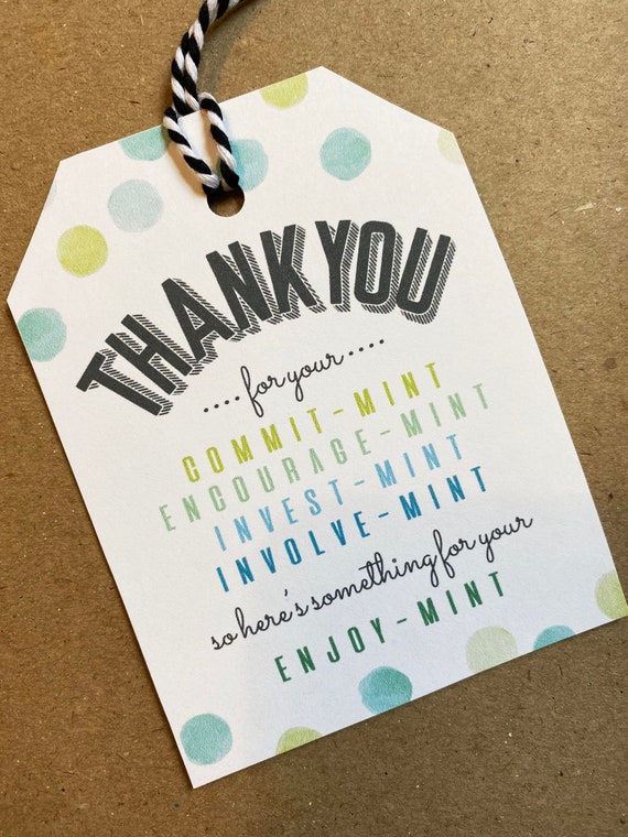 Teacher Appreciation Printable Mint Tag Mint Gift Tags Gum | Etsy