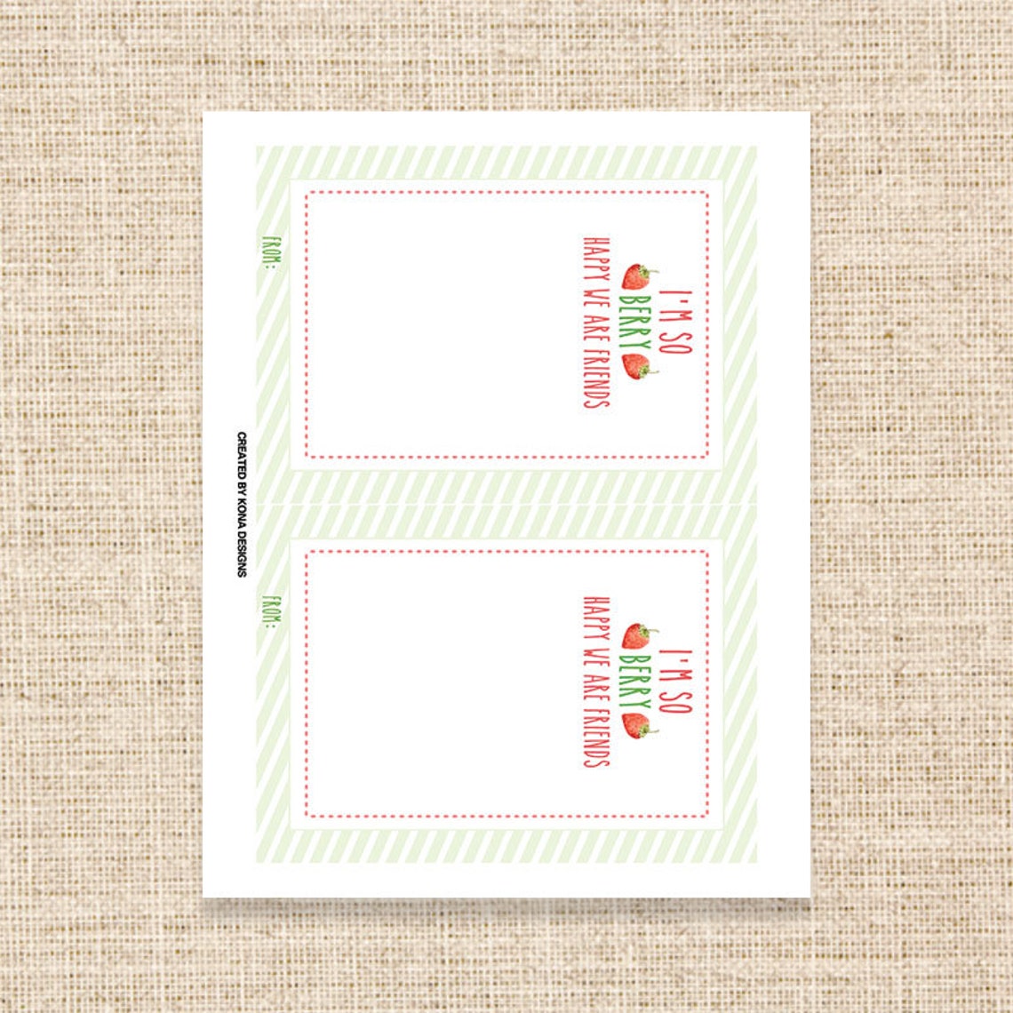 Valentines Printable I'm so Berry Happy We Are Friends | Etsy