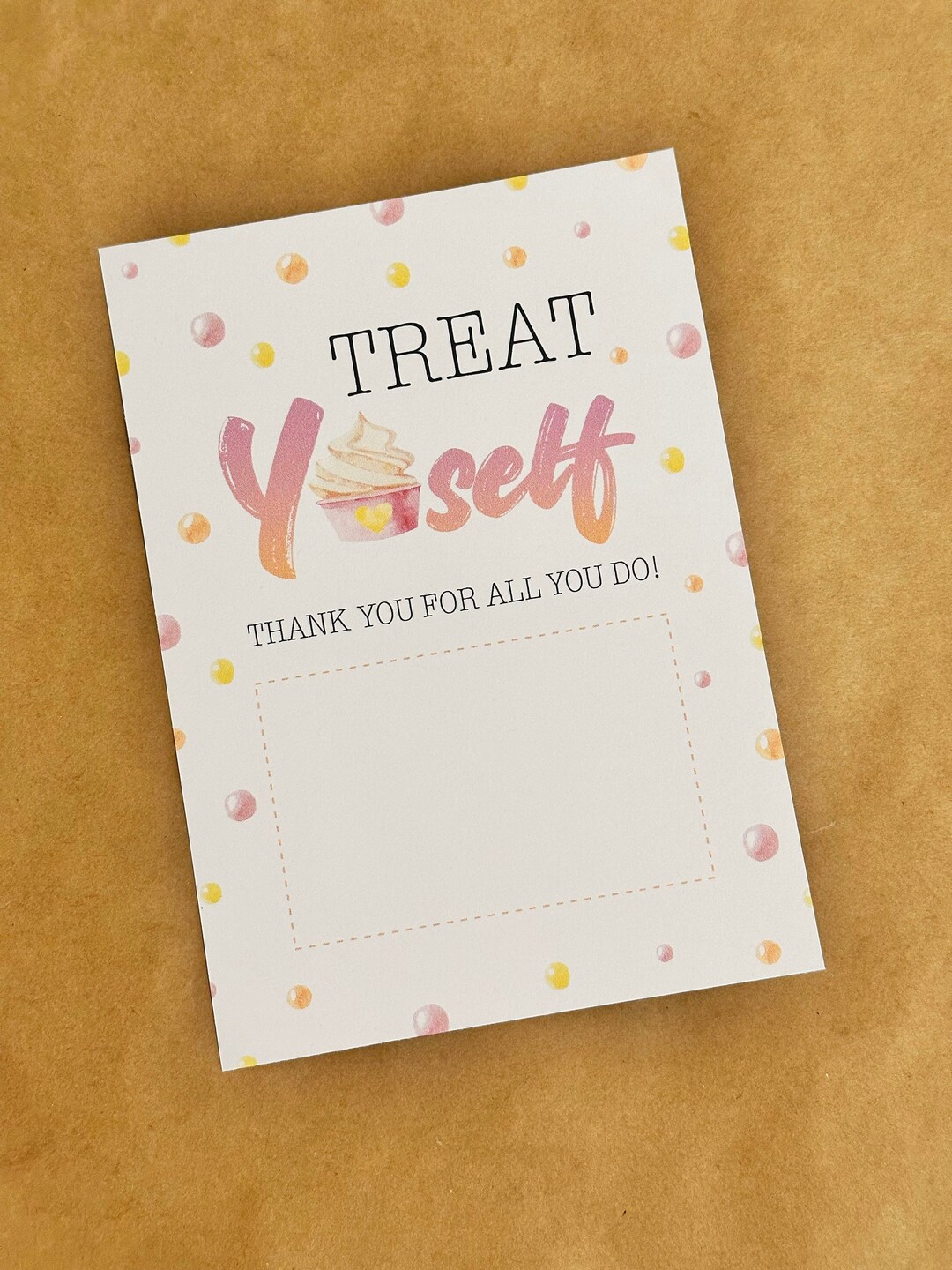 Frozen Yogurt Gift Card Printable 5x7 - Treat Yo-self Gift Card Holder ...