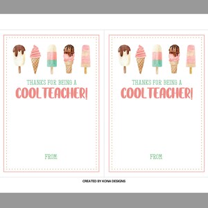 Cool Teacher Gift Card Holder - Ice Cream Gift Card 5x7 - Thanks for ...