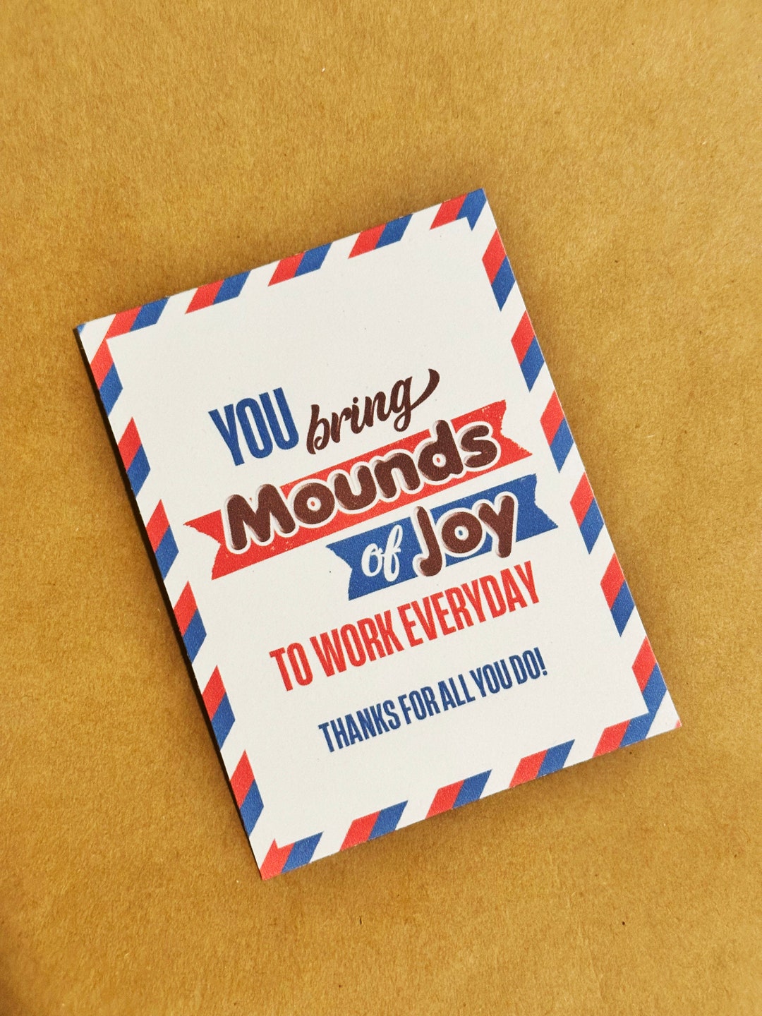 You Bring Mounds of Joy to Work Co-worker Gift Tags Candy Appreciation Tag Chocolate Gift for ...