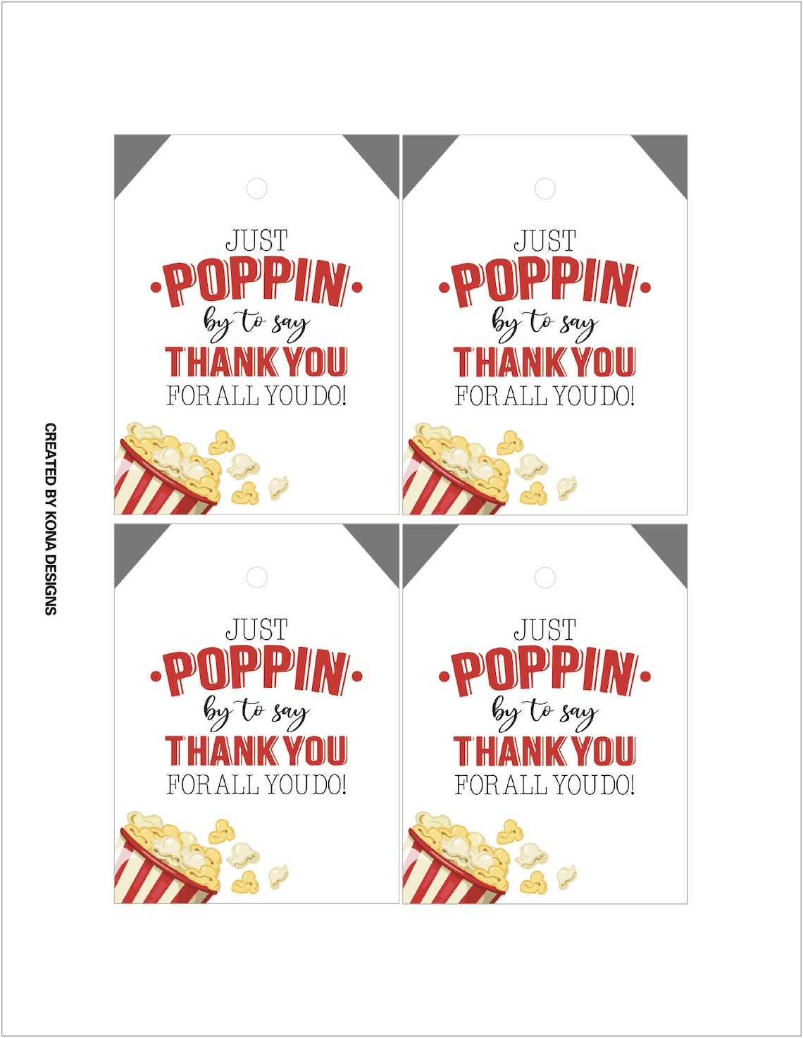 Printable Popcorn Tag Popcorn Thank You Gift Tags Poppin - Etsy