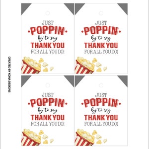 Printable Popcorn Tag | Popcorn Thank You Gift Tags | Poppin by to Say ...
