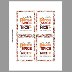 Pumpkin Spice Gift Tag | Printable Fall Latte Gift Tag | Pumpkin Spice ...