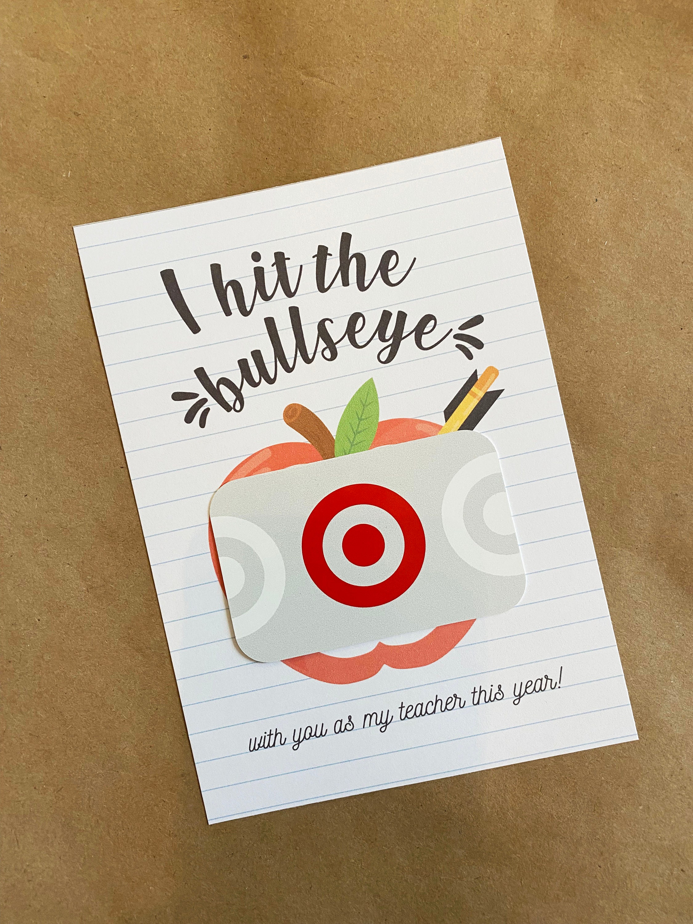 Apple Target Gift Card Holder | 5x7 I Hit the Bullseye | Printable Gift ...