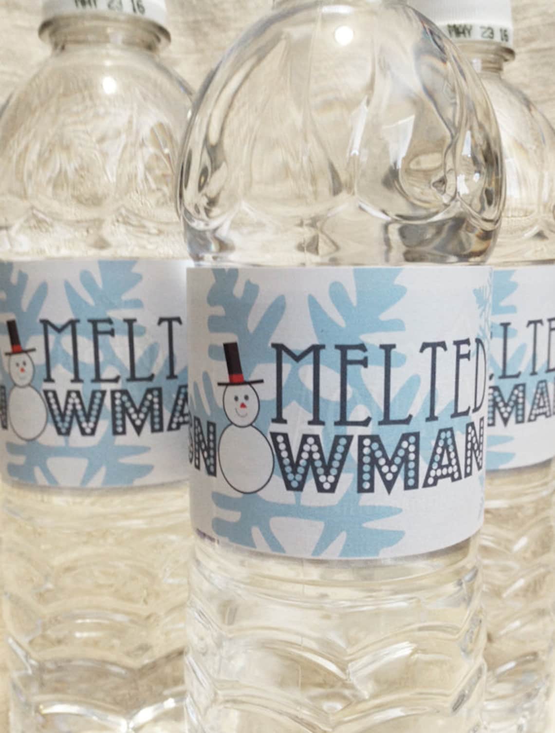 Printable Melted Snowman Label Christmas Water Bottle Label - Etsy