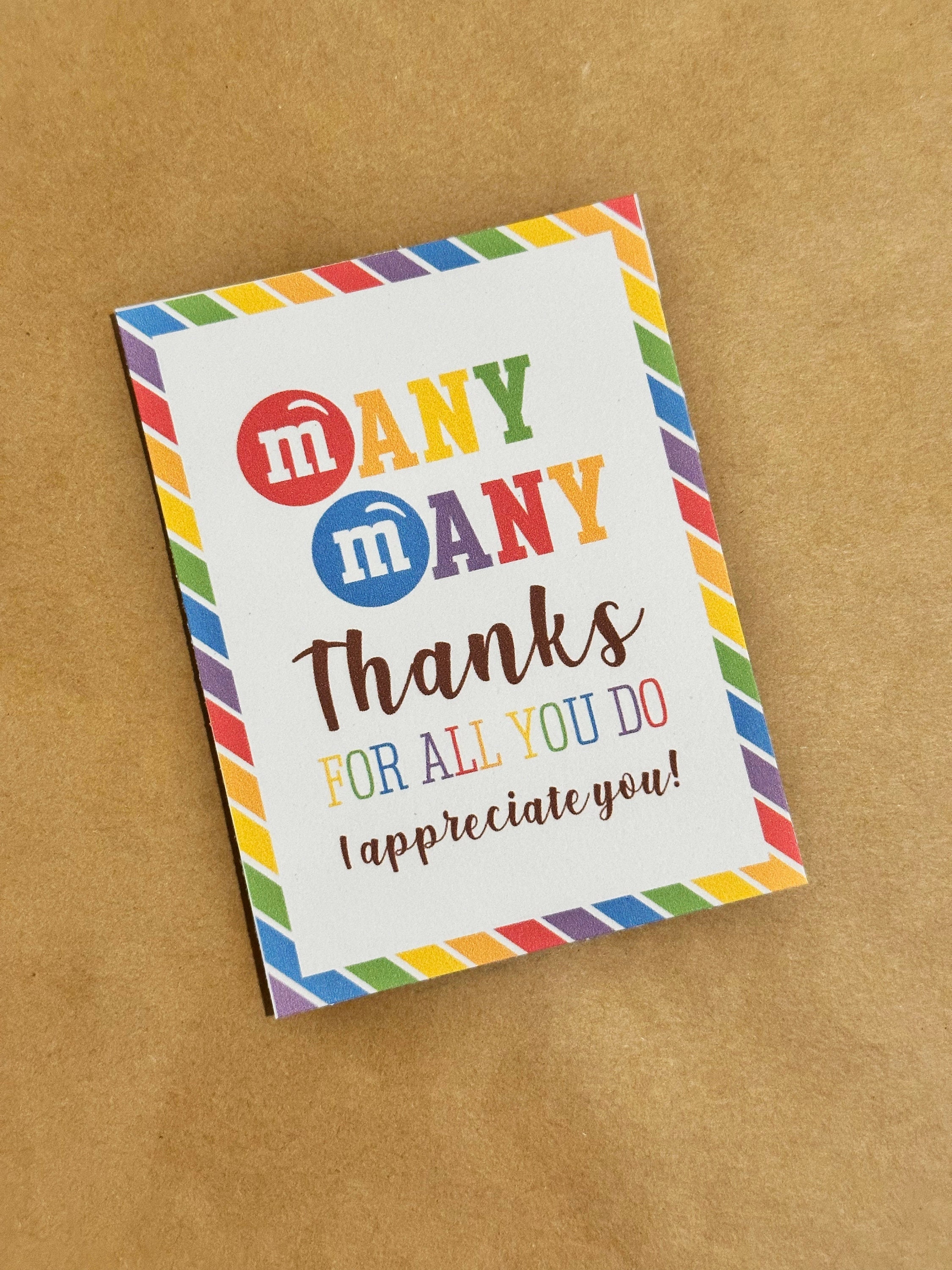 Many Many Thanks Printable Tag | Candy Gift Tag | Thanks for All You Do ...