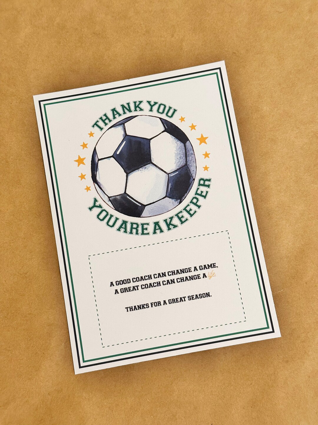Soccer Coach Gift Card 5x7 Printable Gift Card for Coach Thank You You ...