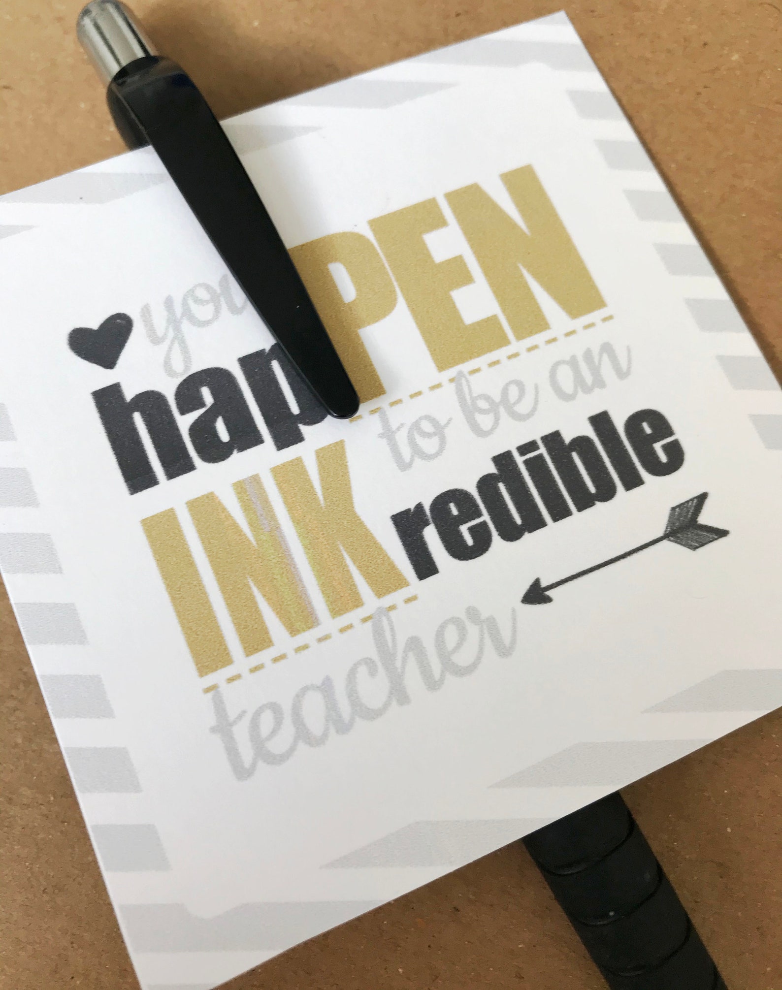 Teacher Gift - You Happen to Be an Inkredible Teacher - Neutral Colors ...
