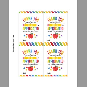 Teacher Appreciation Tag | Rainbow Teacher Tag | Thank You for All You ...