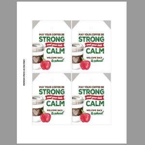 First Day Coffee Gift Card Tag for Teachers | 3x4 Back to School Coffee ...