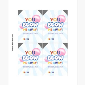 Printable Blow Tags | Valentine Sucker Tags | School Valentine | Kid's ...
