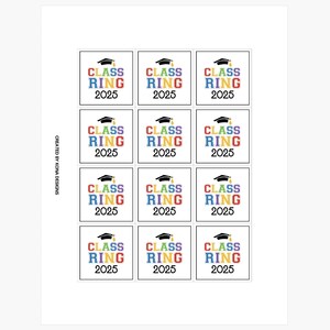 Printable Class of 2025 Ring Favor Tags. Tags for Kindergarten or ...