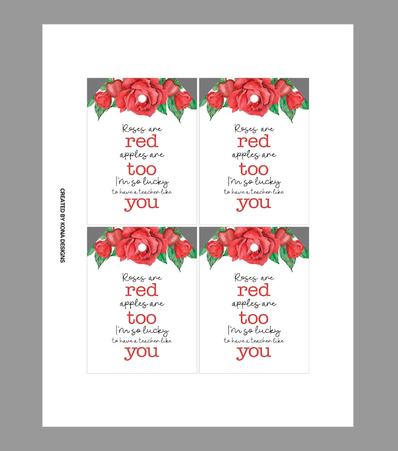 Roses Are Red Poem for Teacher | Printable Teacher Appreciation Tag ...