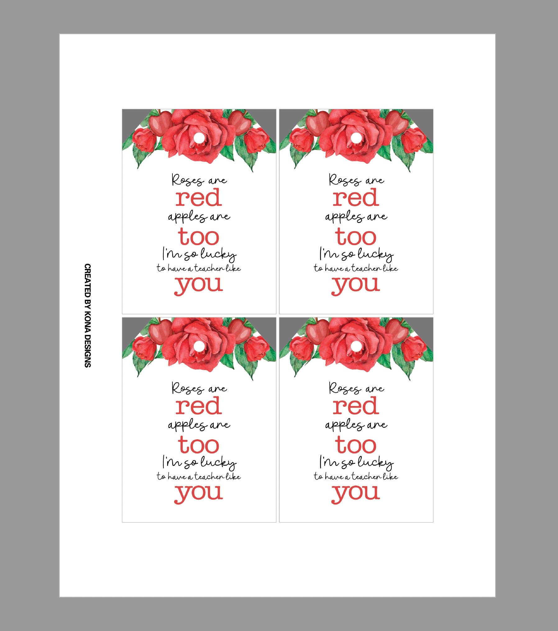 Roses Are Red Poem for Teacher | Printable Teacher Appreciation Tag ...