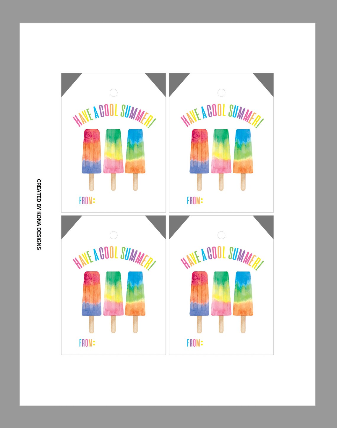 Have a Cool Summer Gift Tag | Printable Popsicle Tag | End of Year Gift ...