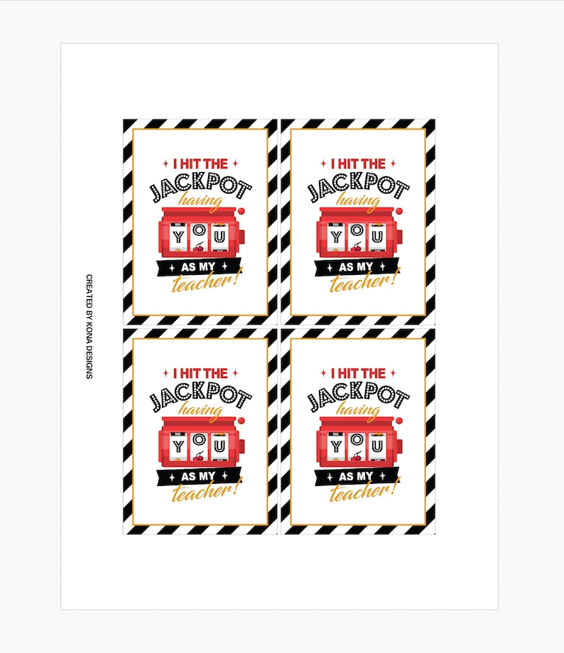 Jackpot Teacher Lotto Tag | 3x4 Lottery Gift Tag | I Hit the Jackpot ...