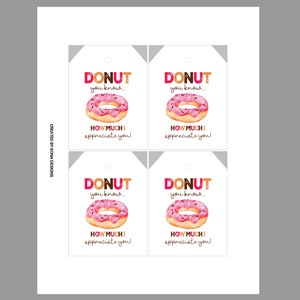 Donut Gift Tag | Donut You Know How Much I Appreciation You Tag ...