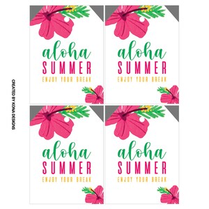 Aloha Summer Gift Tag | Printable End of Year Summer Tag | Aloha Summer ...