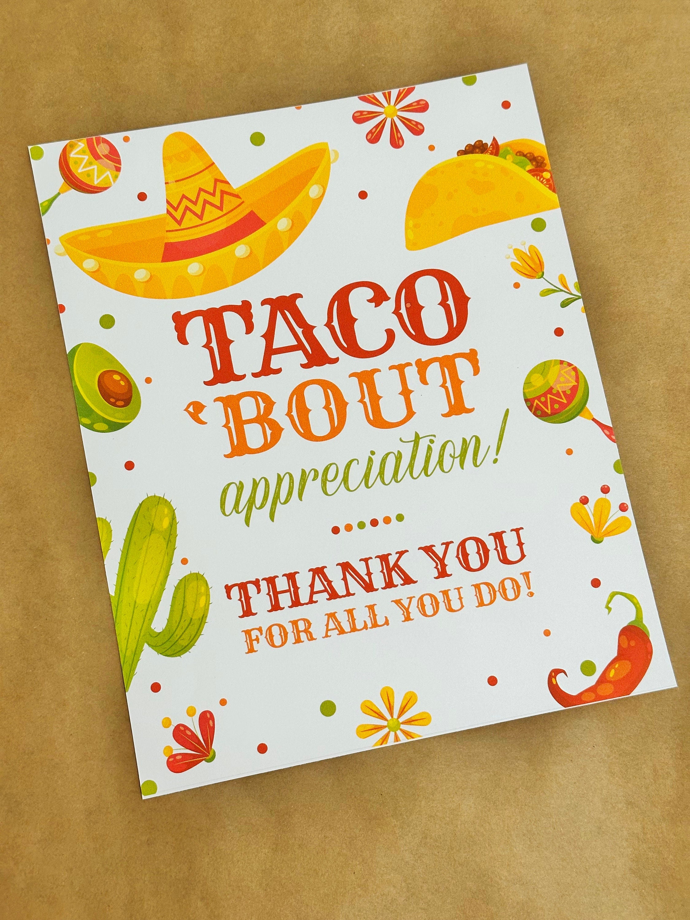 Taco Bar Sign 8x10 Printable Taco Bout Appreciation Sign - Etsy UK