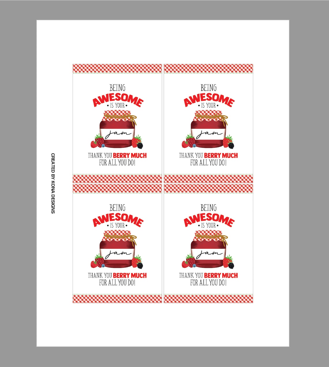 Jam Gift Tag | Jam Appreciation Tag | Being Awesome is Your Jam | Thank ...