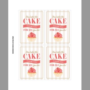 Cupcake Gift Tag | You Take the Cake | Cake Appreciation Tag ...