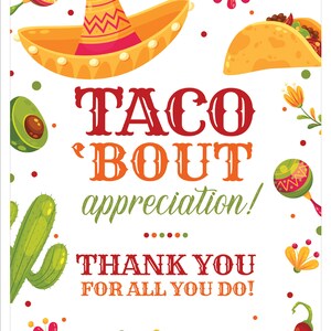 Taco Bar Sign - 8x10 - Printable Taco Bout Appreciation Sign - Teacher ...
