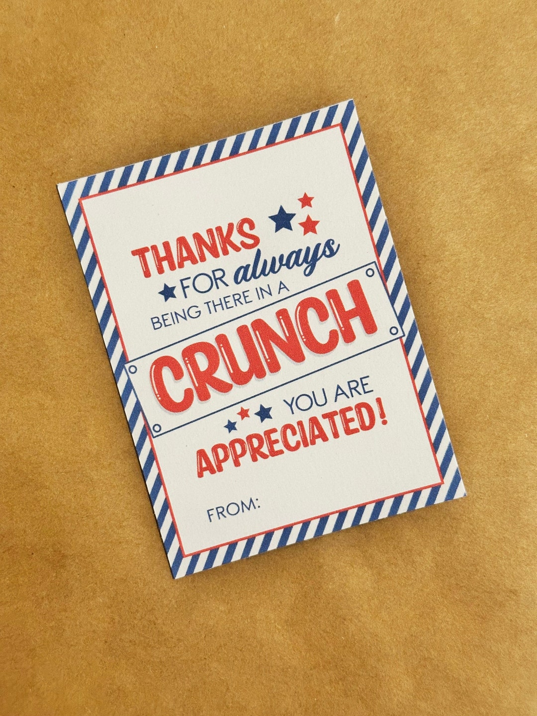 Thanks for Always Being There in a Crunch | Appreciation Gift Tag for ...