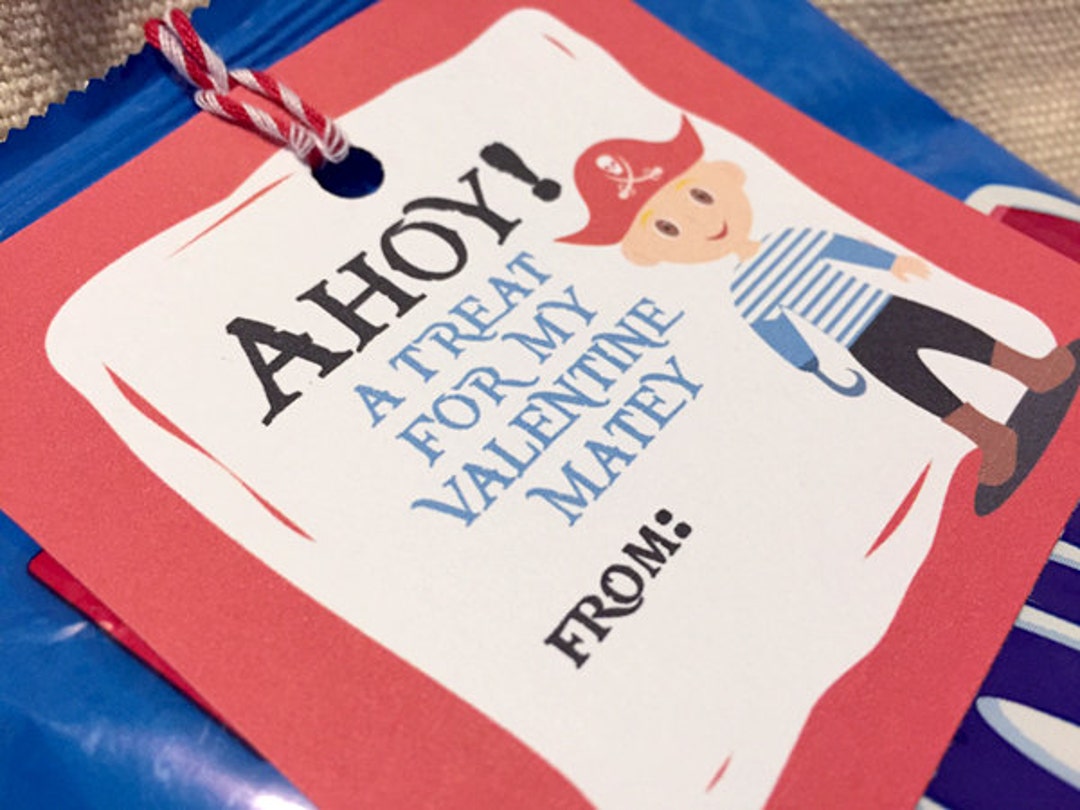 Printable Valentine Pirate Tag Ahoy A Treat for My Valentine Matey ...