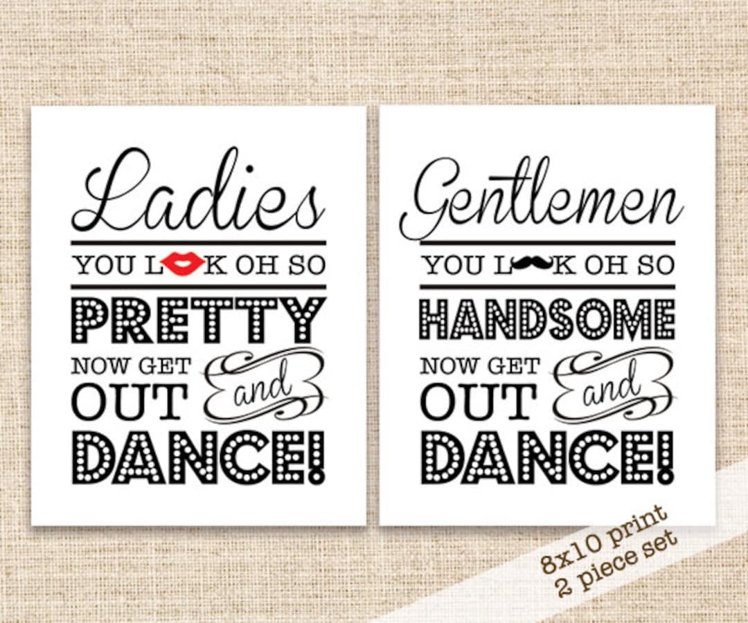 Printable Wedding Bathroom Signs - 8x10 Wedding Reception Restroom ...