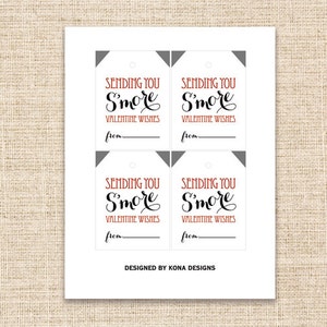 Valentine's Smores Gift Tags - Sending You S'more Valentine Wishes ...
