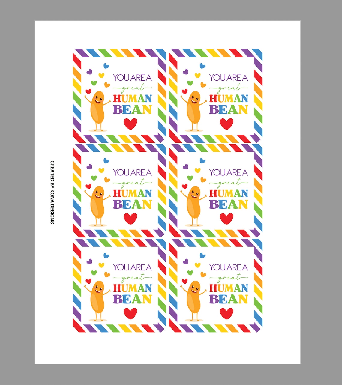 Jelly Bean Gift Tag 3x3 | Jelly Belly Gift Tag | You Are a Great Human ...