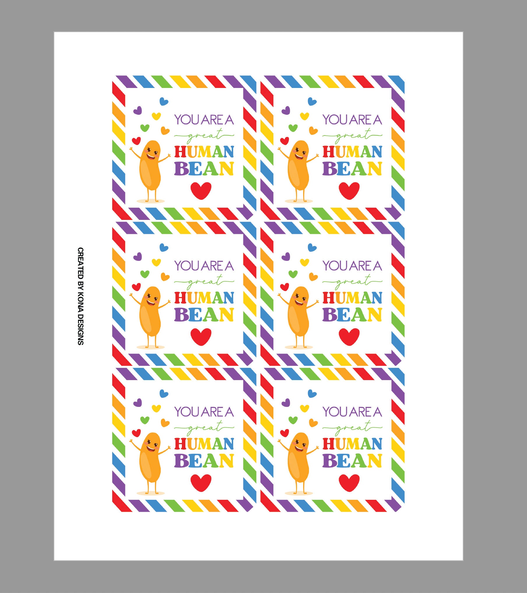 Jelly Bean Gift Tag 3x3 | Jelly Belly Gift Tag | You Are a Great Human ...