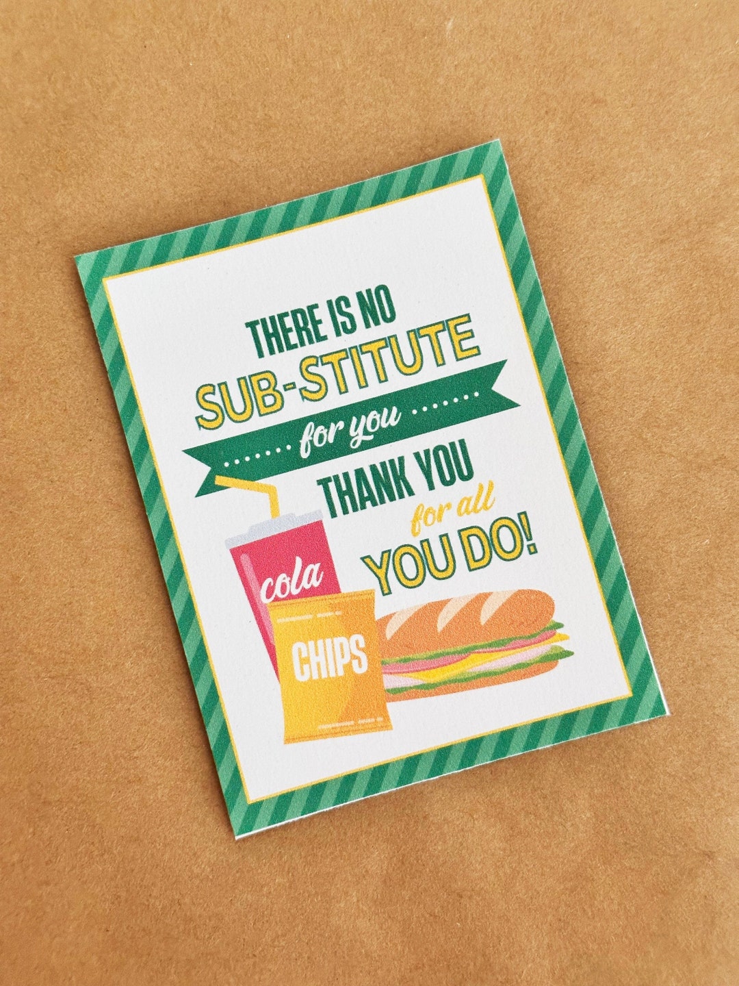 Sandwich Gift Tag | 3x4 Sub Gift Tag | There is No Substitute for You ...