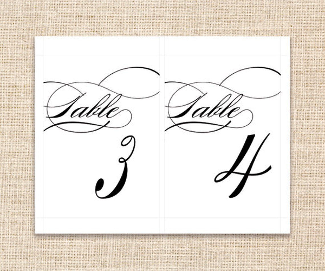 Printable Table Numbers for Weddings or Elegant Party 5x7 | Etsy
