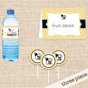 Printable Bee Party Package Set of Three Party Favors: Blank Food Label ...