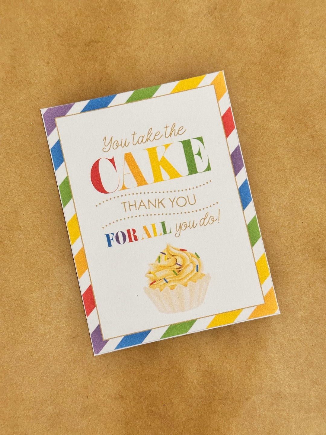 Cake Gift Tag | You Take the Cake | Cupcake Appreciation Tag | Rainbow ...