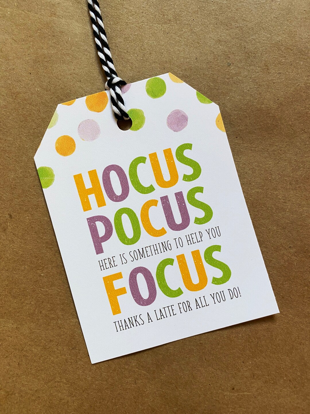 Hocus Pocus Coffee Gift Tag Printable Halloween Gift Tag Thanks a Latte ...