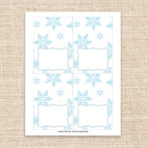 Printable Snowflake Food Label Frozen Party Snow Flake Label Frozen ...