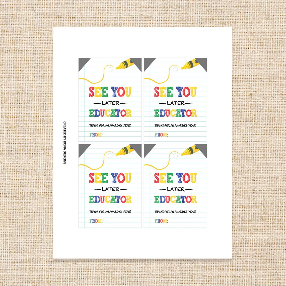 See You Later Educator - Printable End of School Year Gift Tags for ...